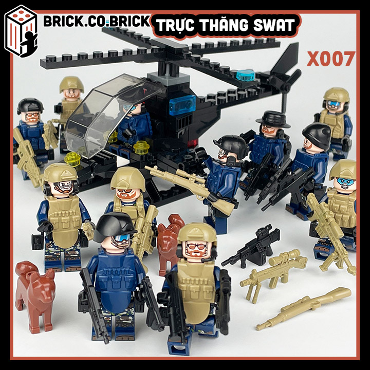 Trực Thăng Xe Cảnh Sát SWAT Mô hình Lắp ráp Quân sự Army Police SWAT Đồ ...